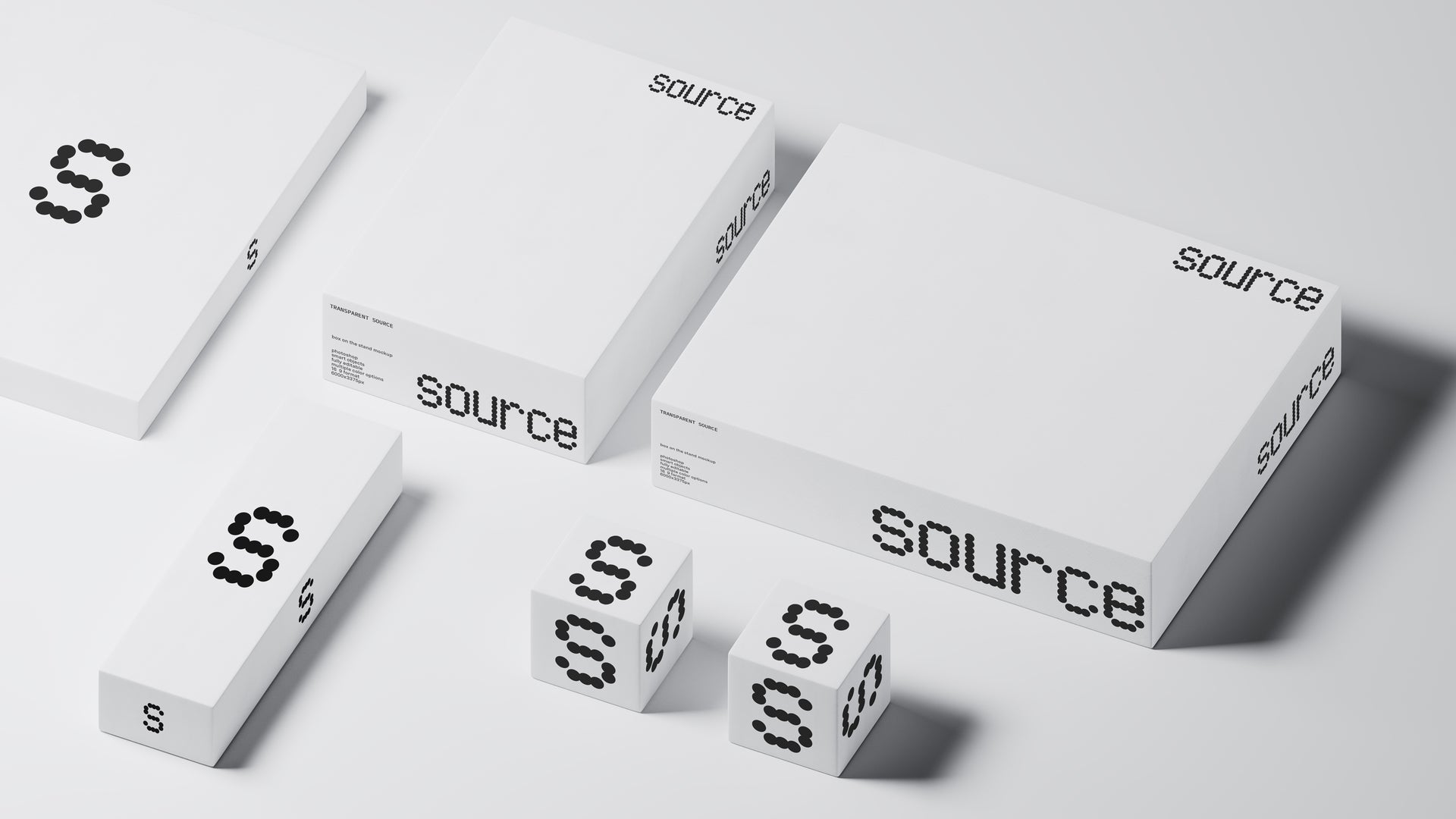Mixed Boxes Mockup – Transparent Source