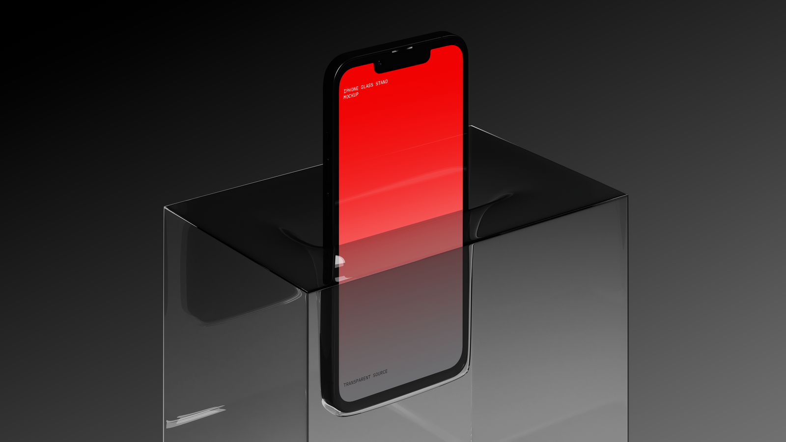 iPhone Glass Stand Mockup – Transparent Source